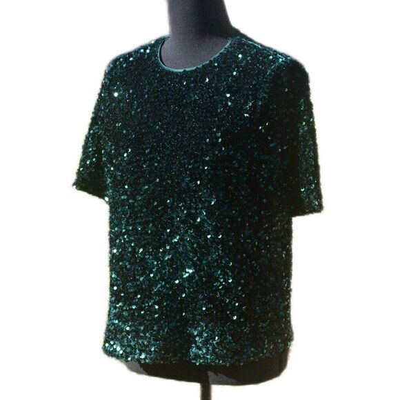 Alex Marie | Tops | Alex Marie Sequined Dark Emerald Green Topshort ...